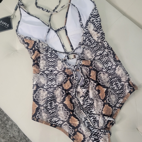 Zaful | Swim | Nwt One Piece Snake Print Bathing Suit | Poshmark